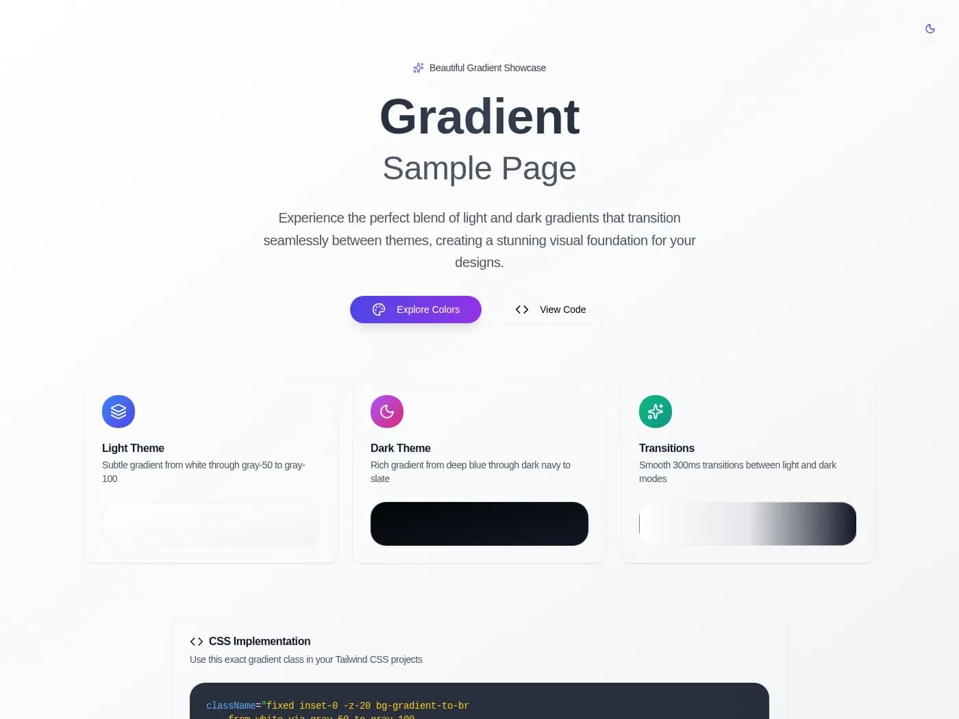 Gradient Sample Webpage