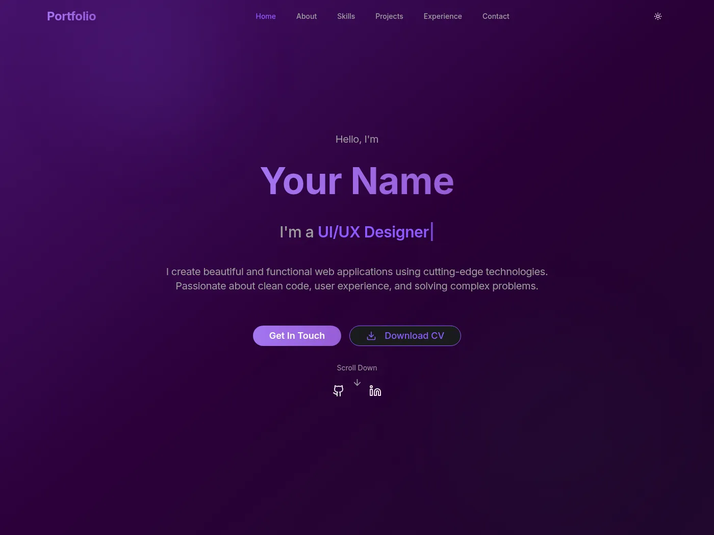 Gradient-Themed Modern Portfolio with MERN Stack and Blog