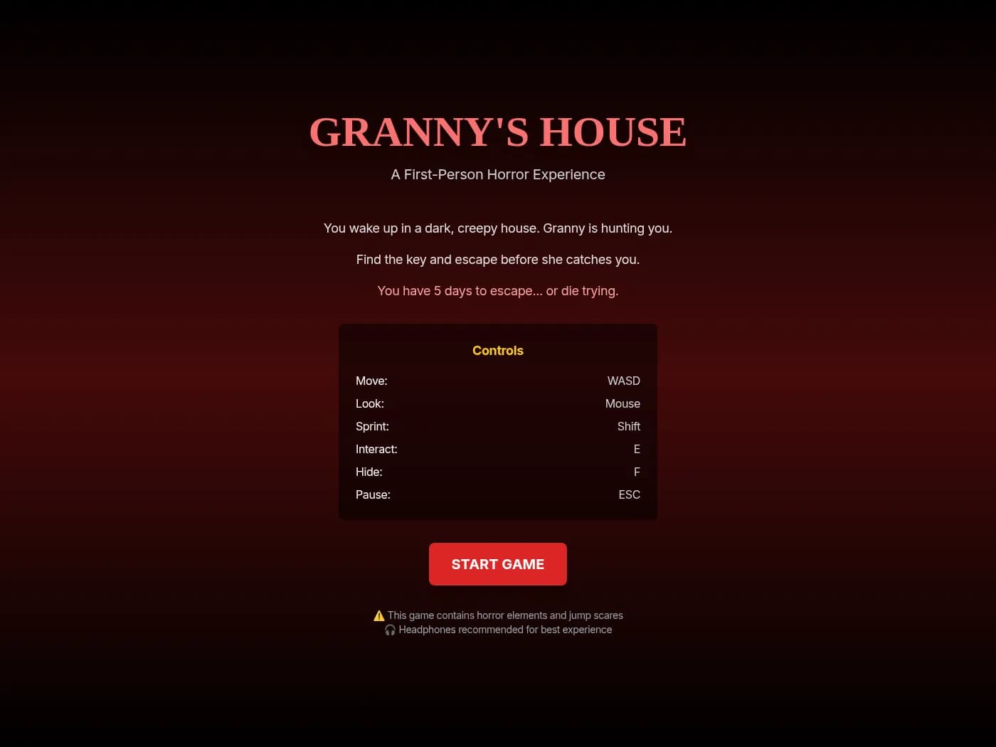 Granny-Style First-Person Horror Game for the Web