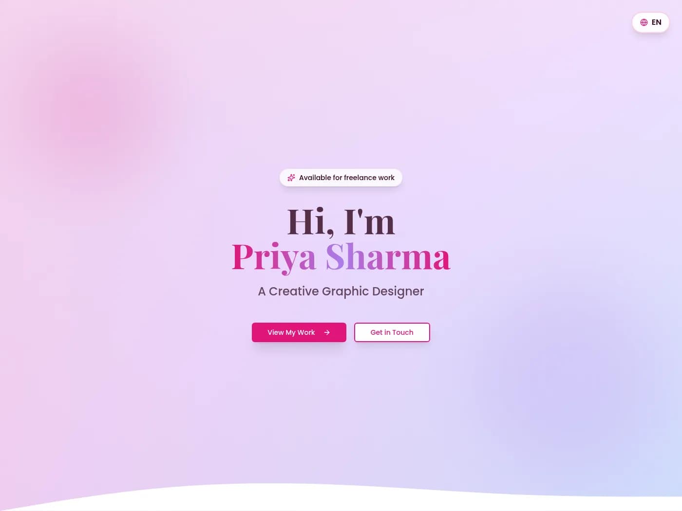 Vibrant Portfolio Website for a Freelance Graphic Designer