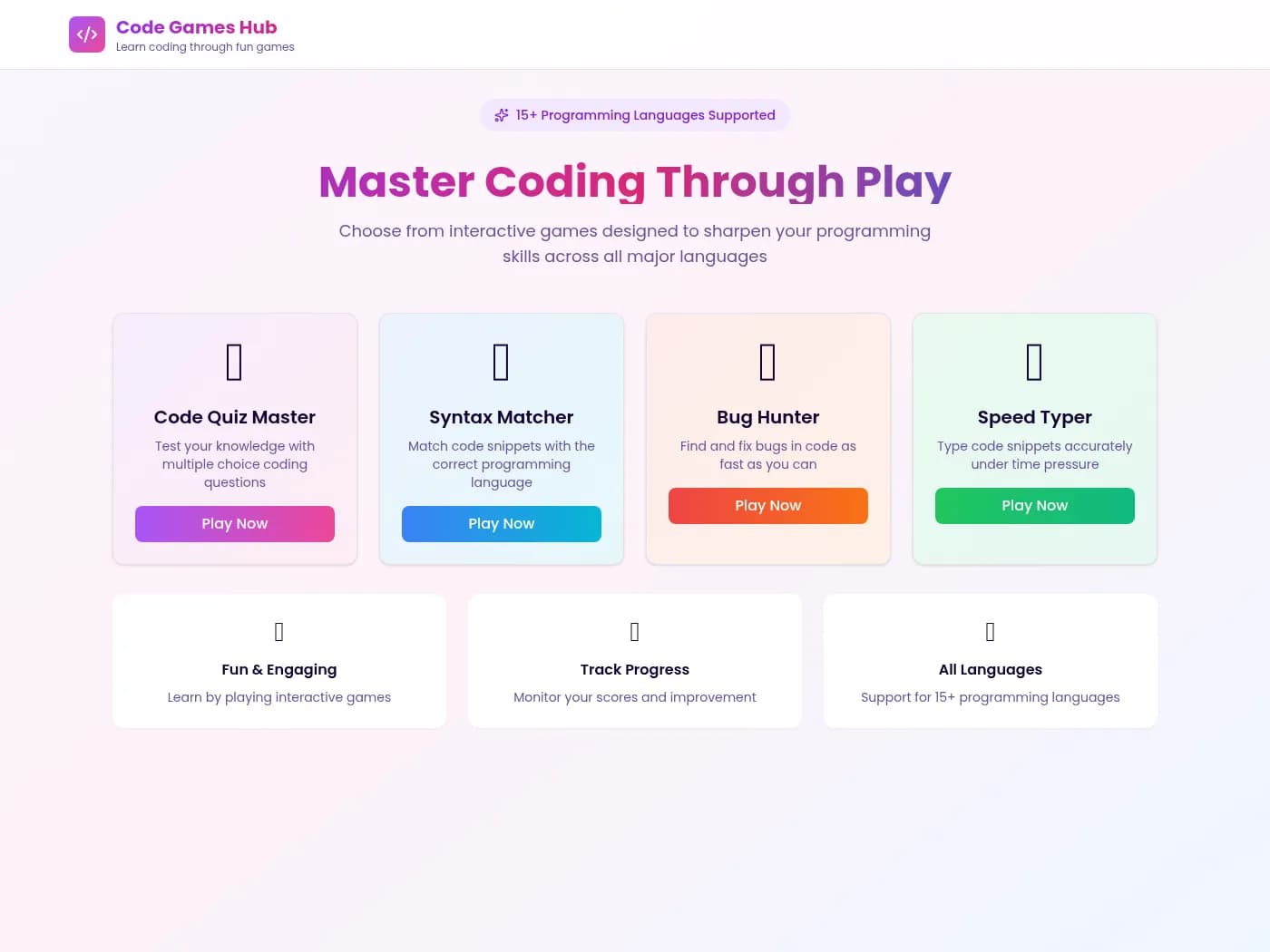 Graphical Coding Games Hub