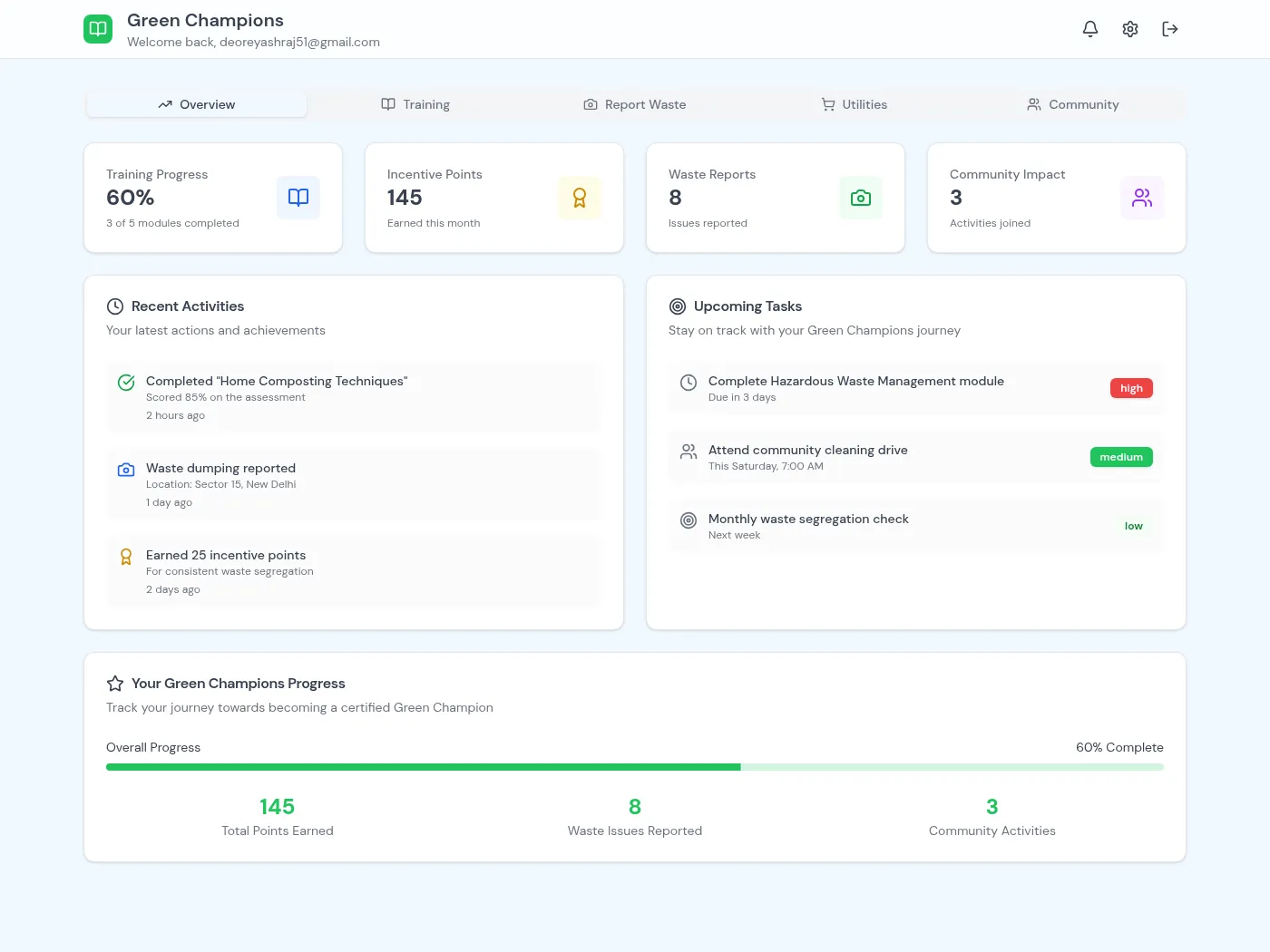 Green Champions: Decentralized Digital Platform for Waste Management Training and Monitoring in India