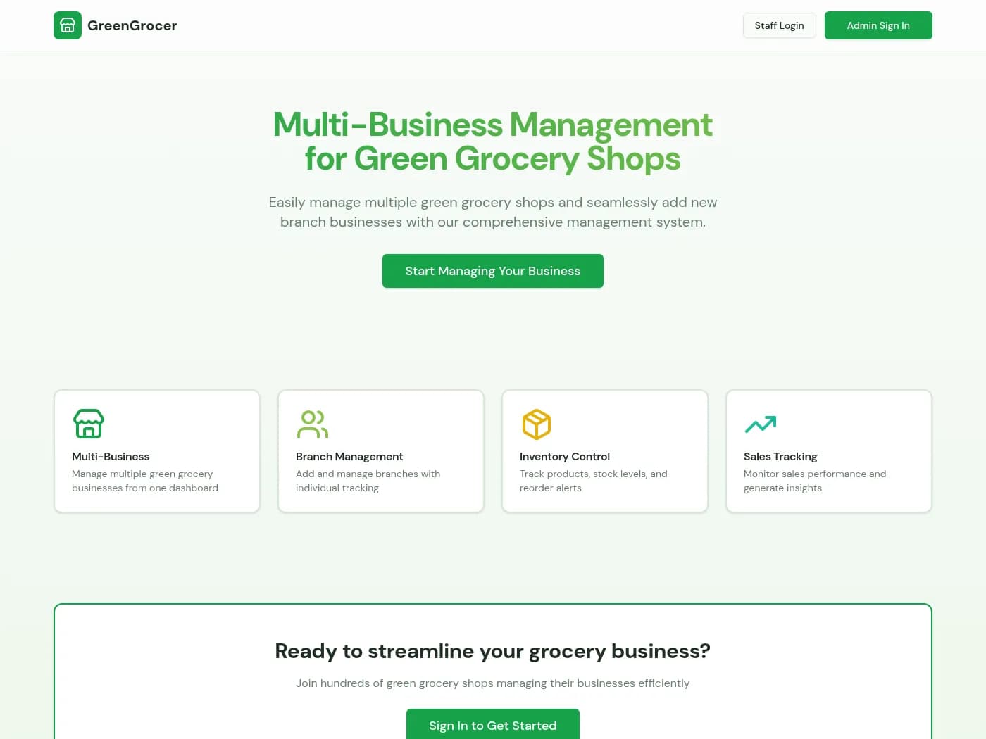 Green Grocery Multi-Business Management System