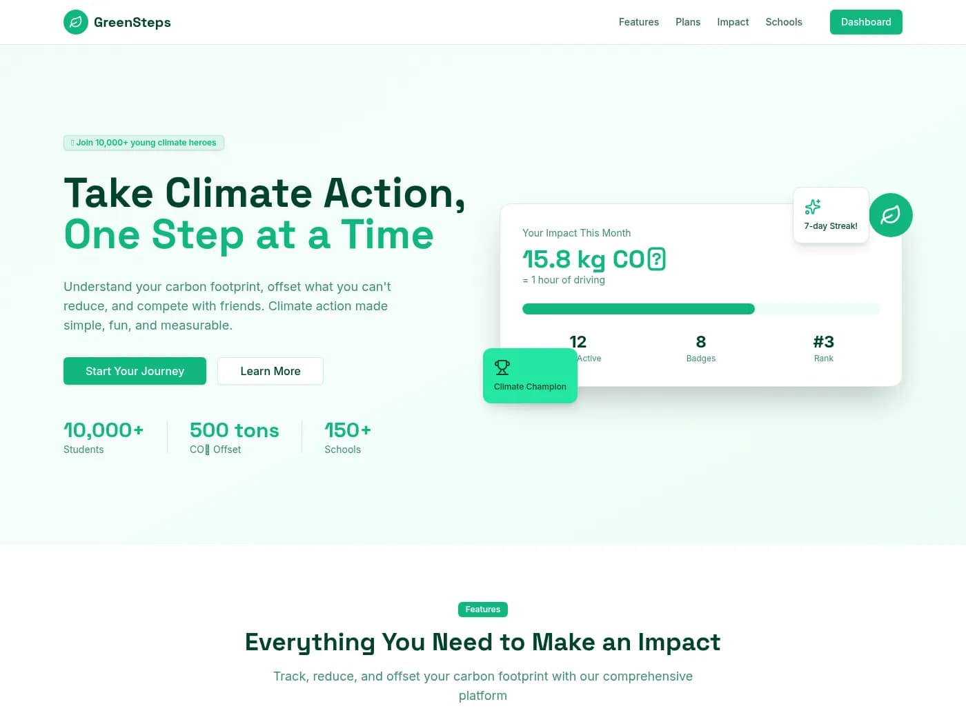 GreenSteps: Youth-Focused Carbon Offset & Engagement Platform
