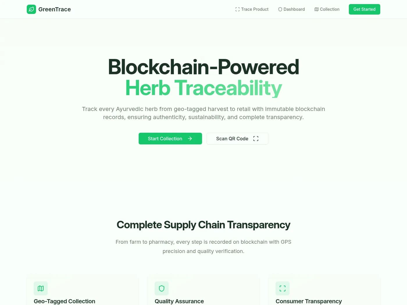 GreenTrace: Blockchain-Backed Botanical Traceability for Ayurvedic Herbs