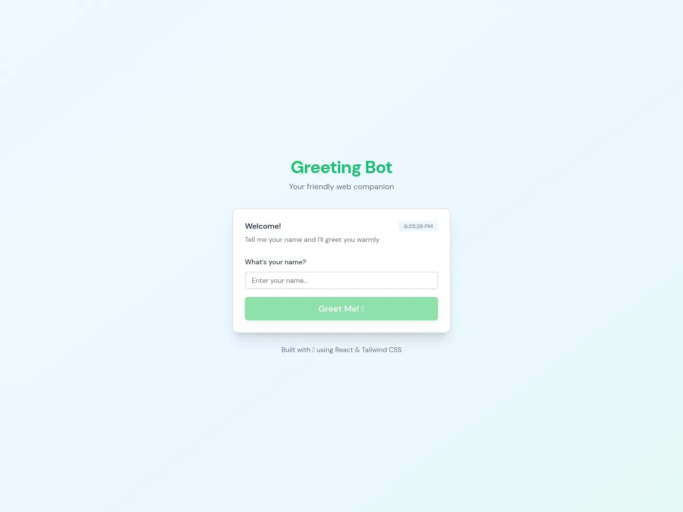 Greeting Bot Web App