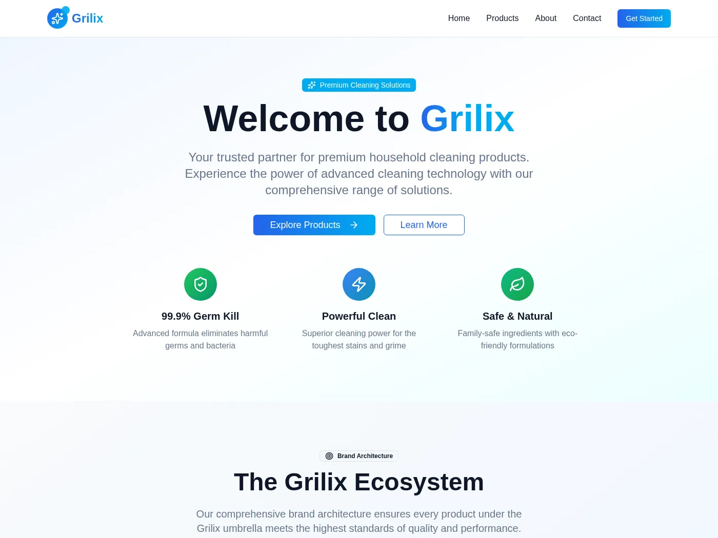 Grilix Household Cleaning Brand Website