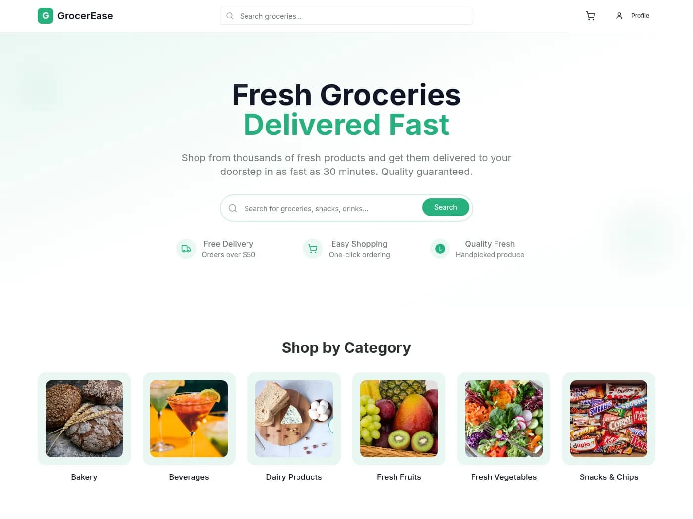 GrocerEase: Modern Online Grocery Shopping Platform