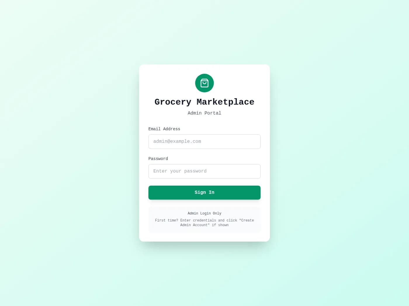 Grocery Marketplace Admin Dashboard