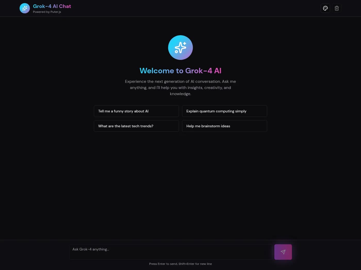 Grok-4 AI Chat Web App with Advanced Animations