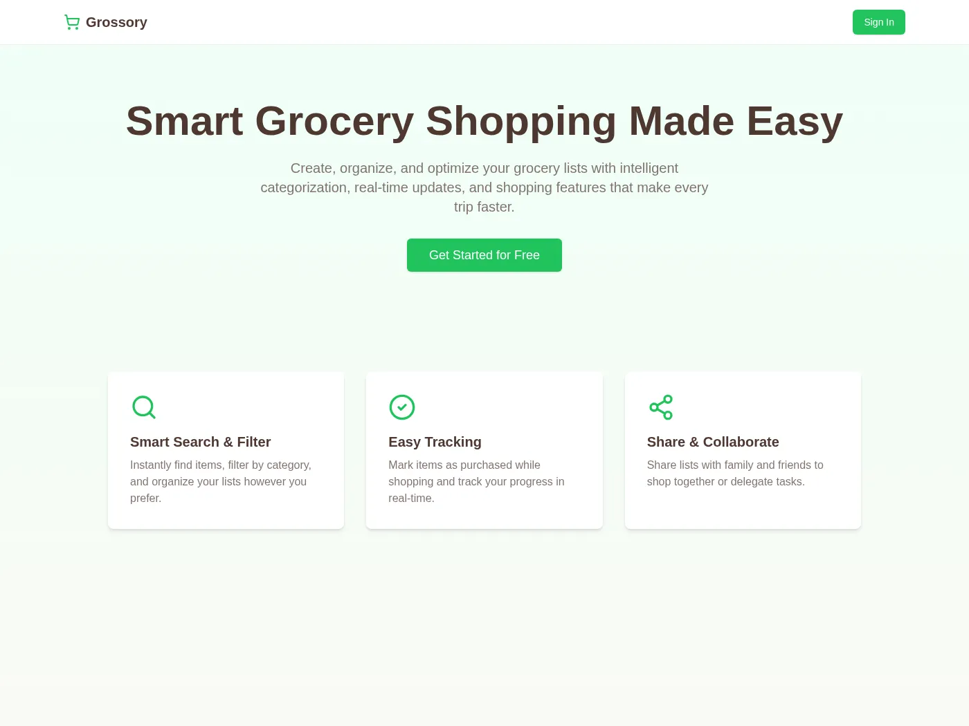 Grossory – Smart Grocery Shopping Assistant