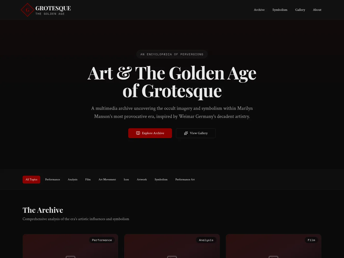 Grotesque: Marilyn Manson Archive & Analysis