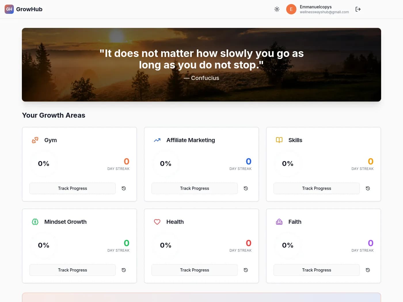 GrowHub: Motivational Personal Growth Dashboard