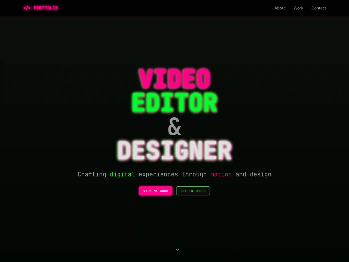 Glitch Grunge Portfolio for Video Editor & Designer