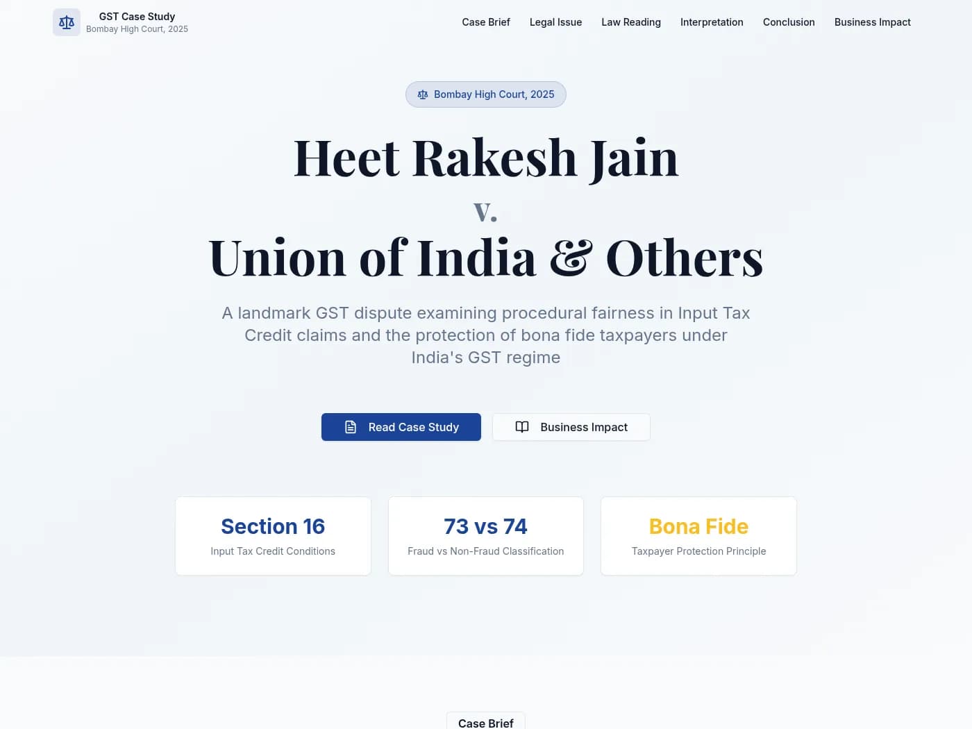 GST Case Study Platform: Heet Rakesh Jain v. Union of India & Others (Bombay High Court, 2025)