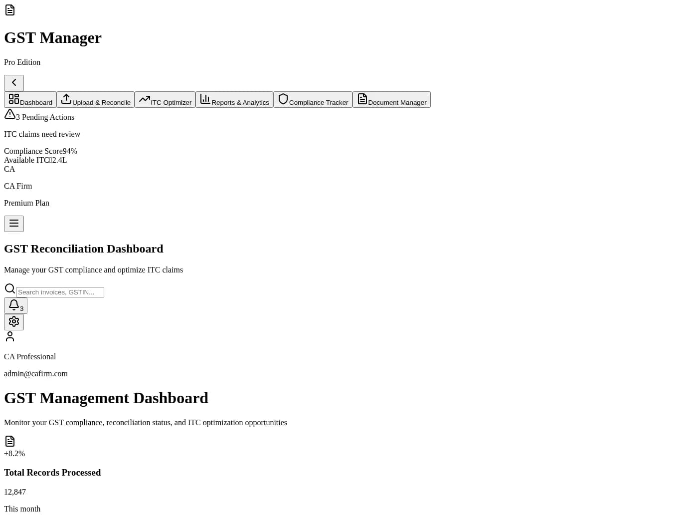 GST Reconciliation & ITC Optimizer