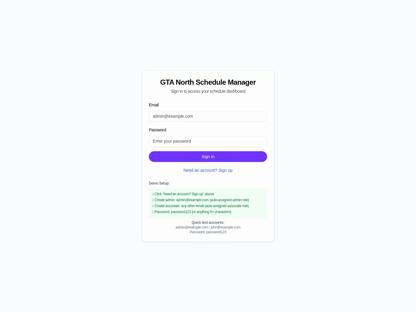 GTA North Schedule Manager