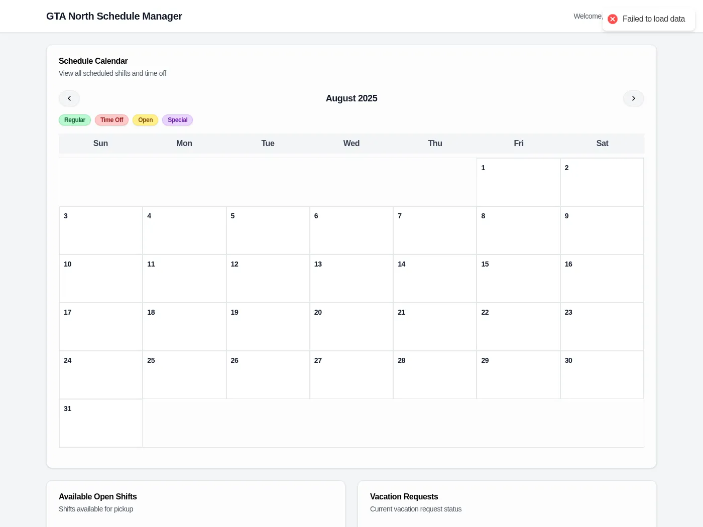 GTA North Schedule Manager