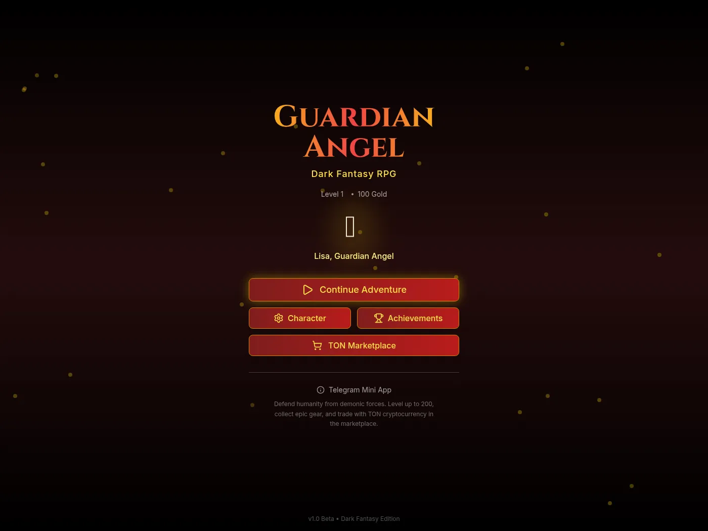 Guardian Angel: Dark Fantasy 3D RPG Telegram Mini-App with TON Marketplace