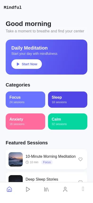 Guided Meditation Mobile App for iOS and Android