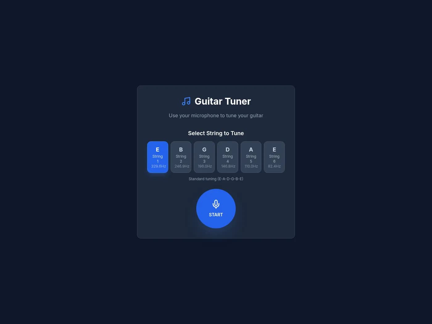 Guitar Tuner Web App Using Microphone
