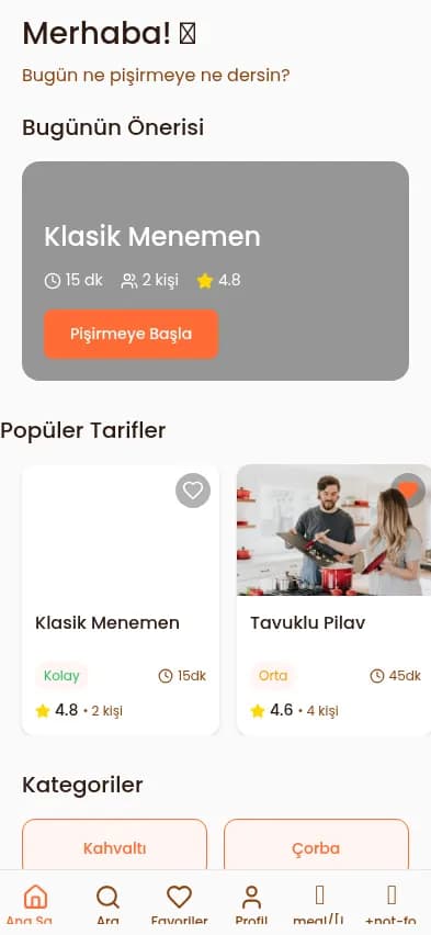 Günlük Yemek Önerisi Mobil Uygulaması
