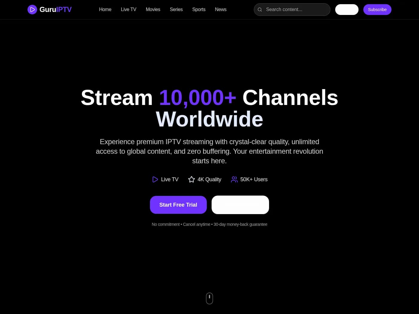 Guru IPTV Website Clone
