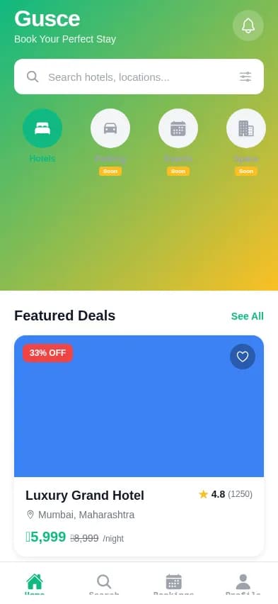 Gusce - Hospitality and Experiences Booking App