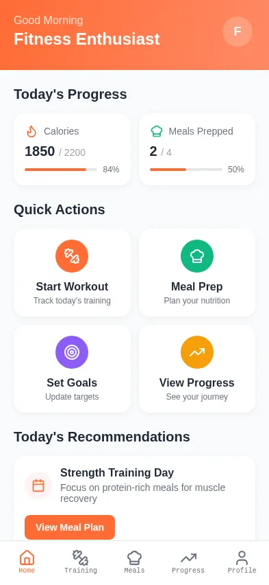 Gym Meal Prep & Calorie Companion