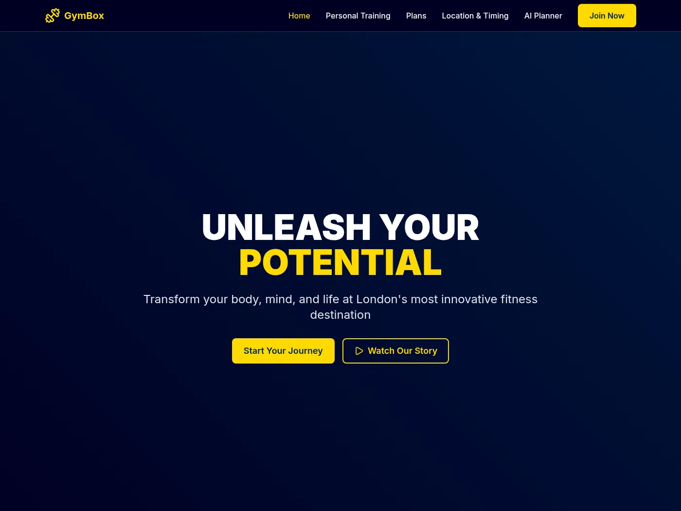 GymBox Inspired Fitness Website with AI Planner