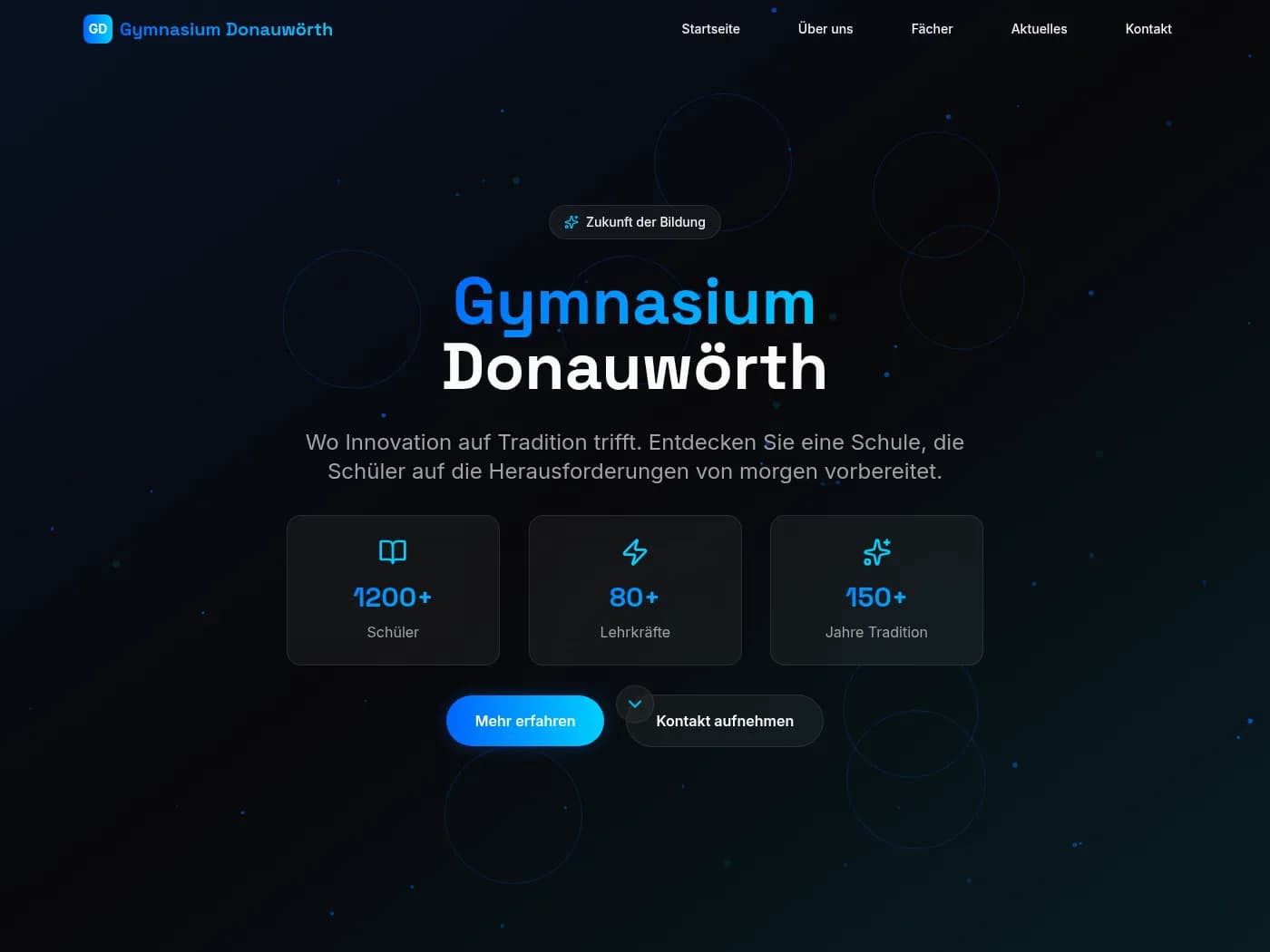 Futuristische Website für das Gymnasium Donauwörth