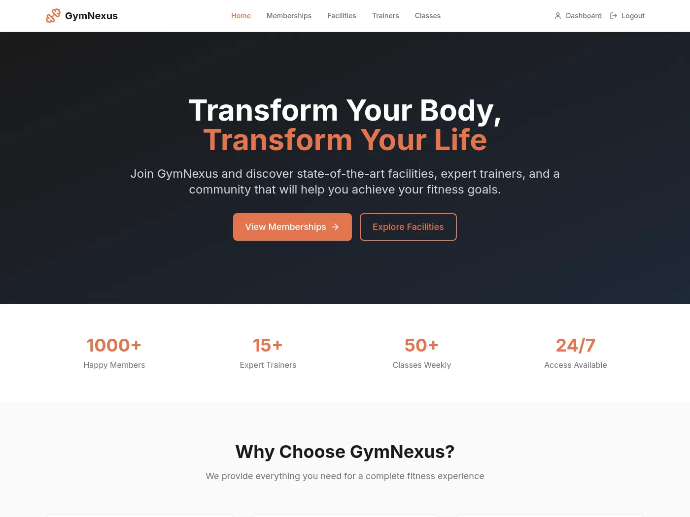 GymNexus - Comprehensive Full-Stack Gym Website Platform