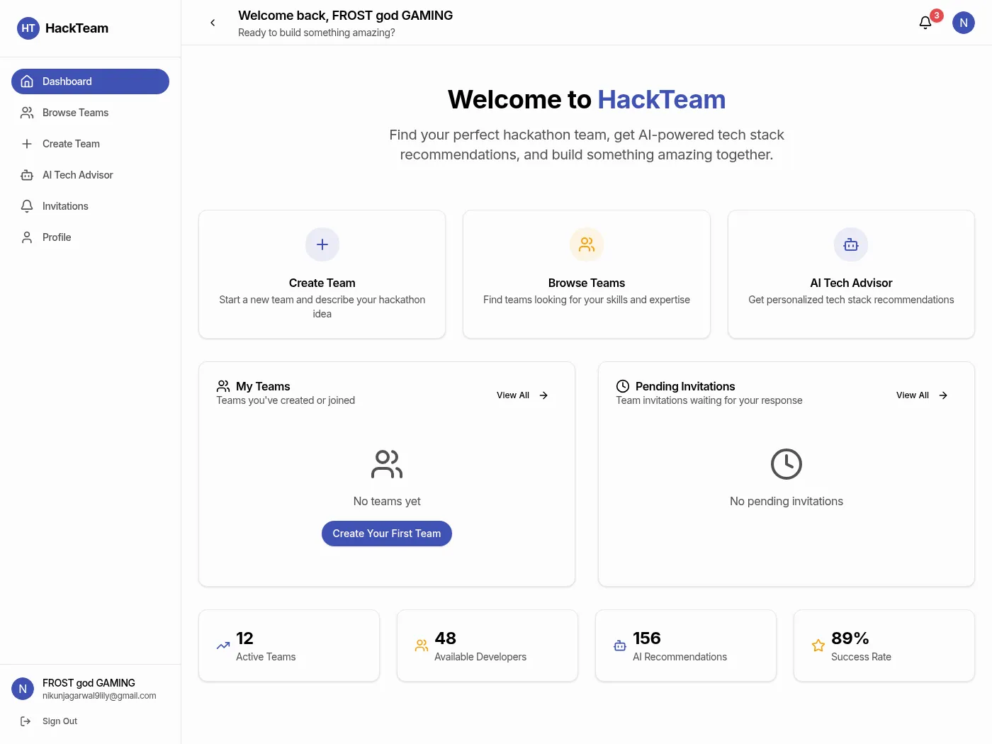 Hackathon Team Builder & AI Tech Stack Advisor