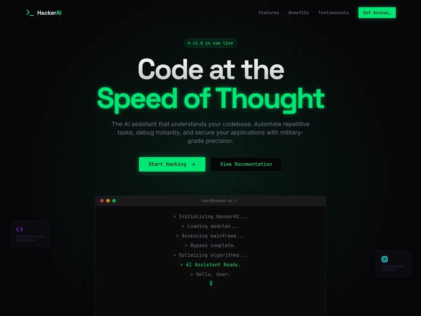 Hacker AI Landing
