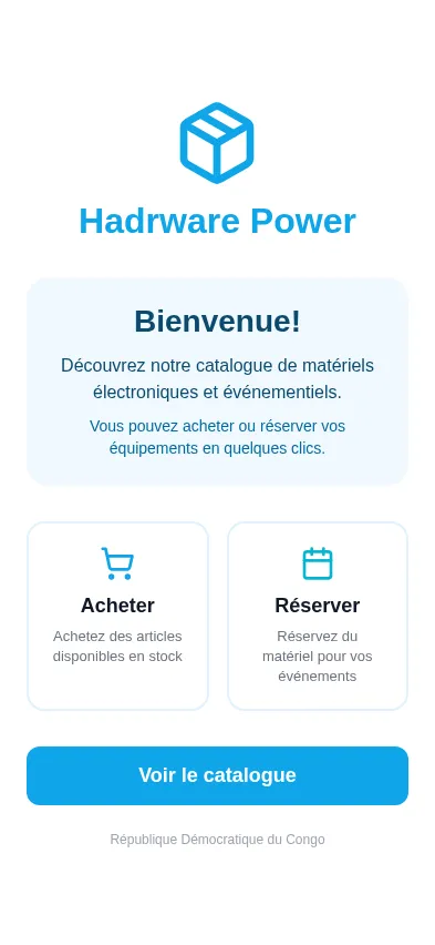 Hadrware Power: Gestion mobile de location de matériels en RDC