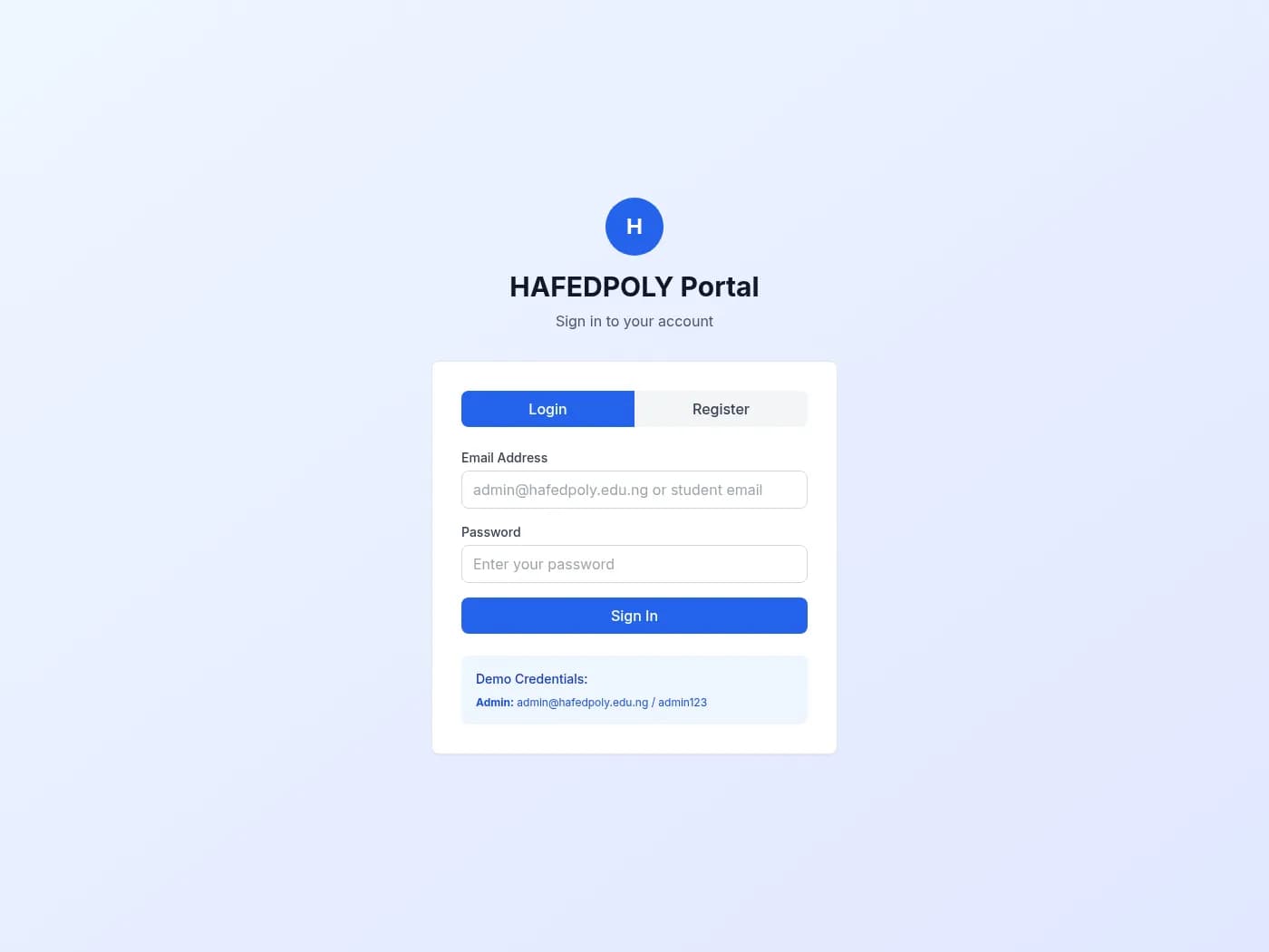 HAFEDPOLY Student & Admin Portal MVP