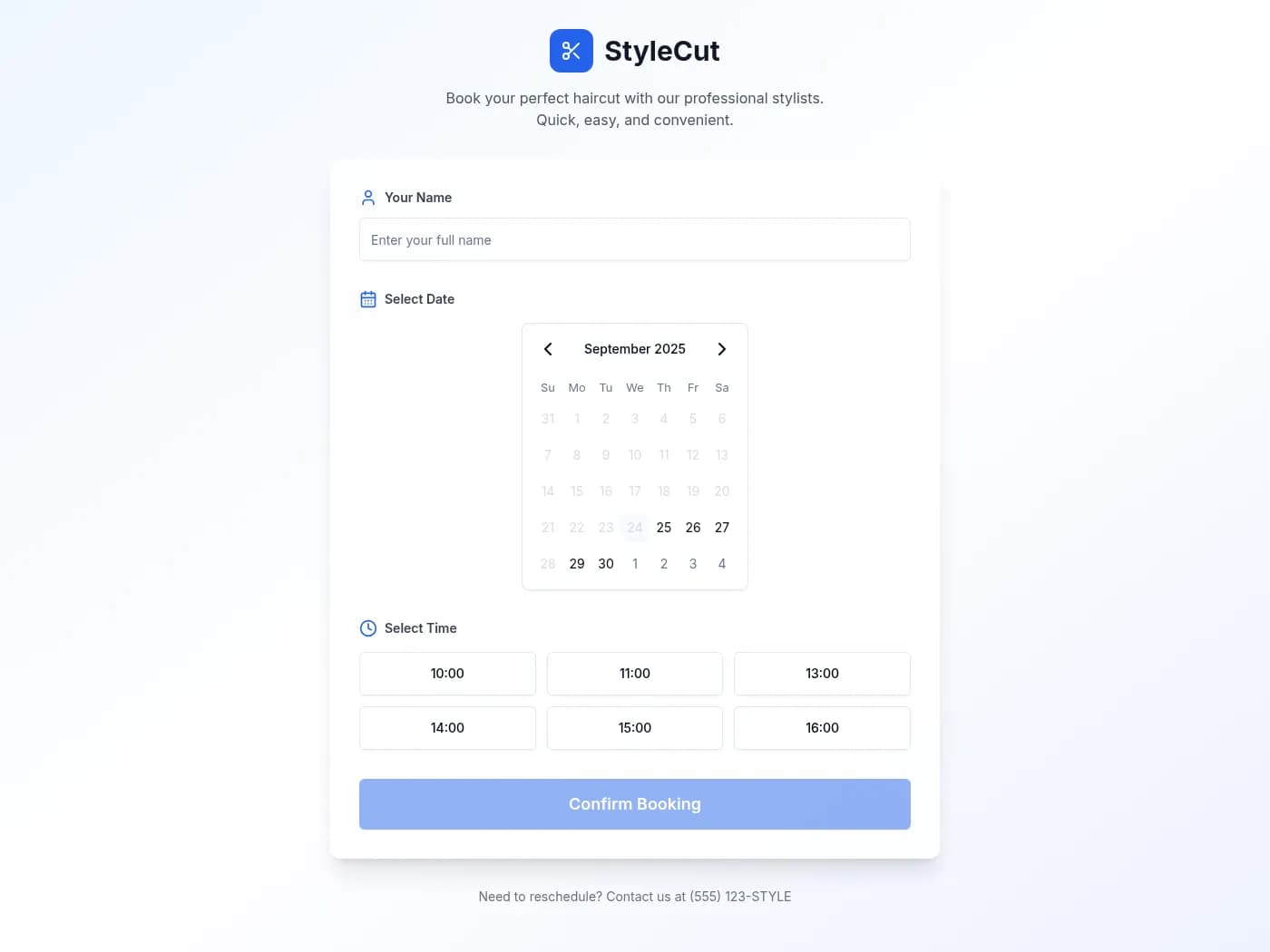 Haircut Appointment Booking System