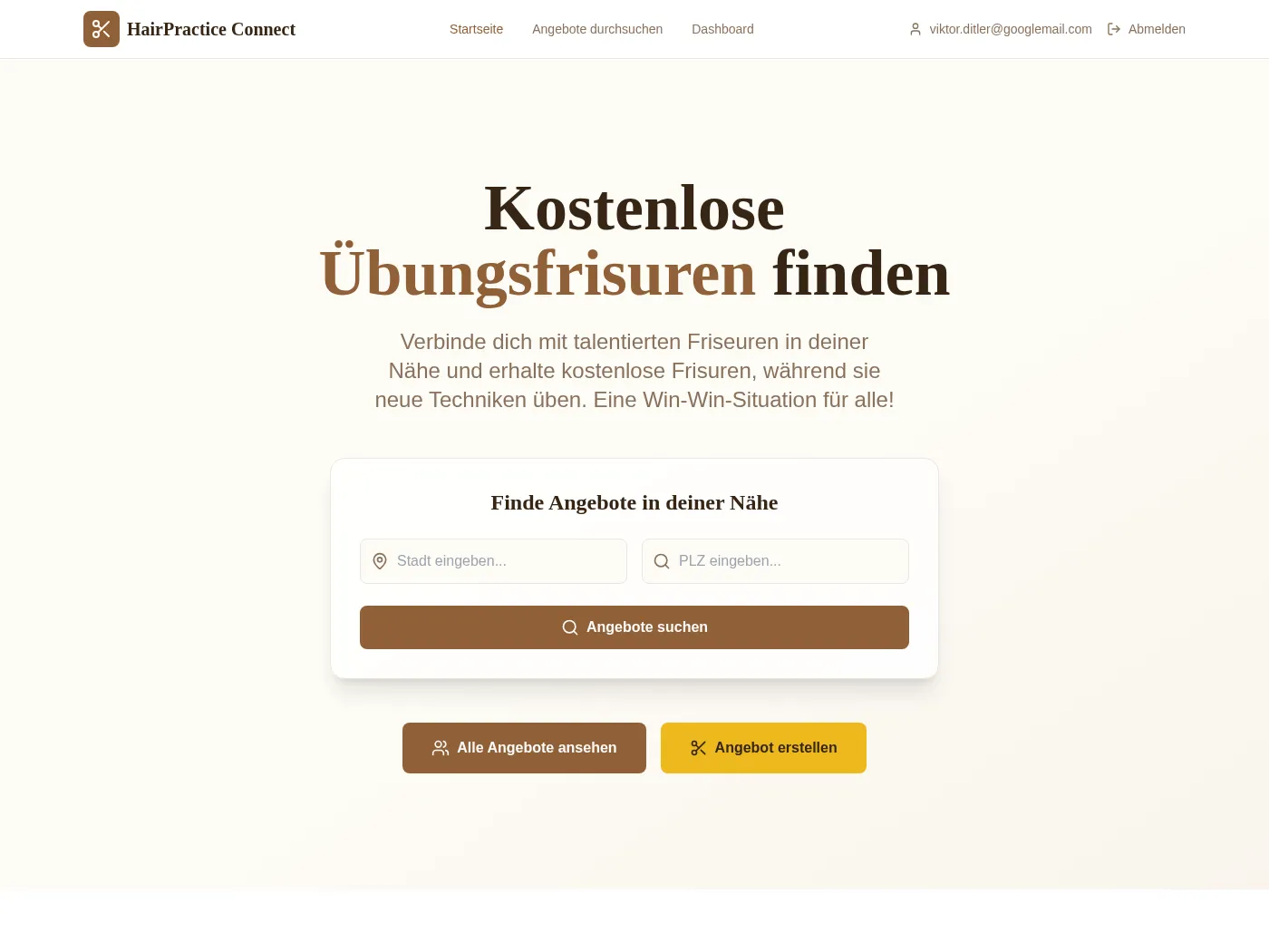 HairPractice Connect – Plattform für kostenlose Übungsfrisuren
