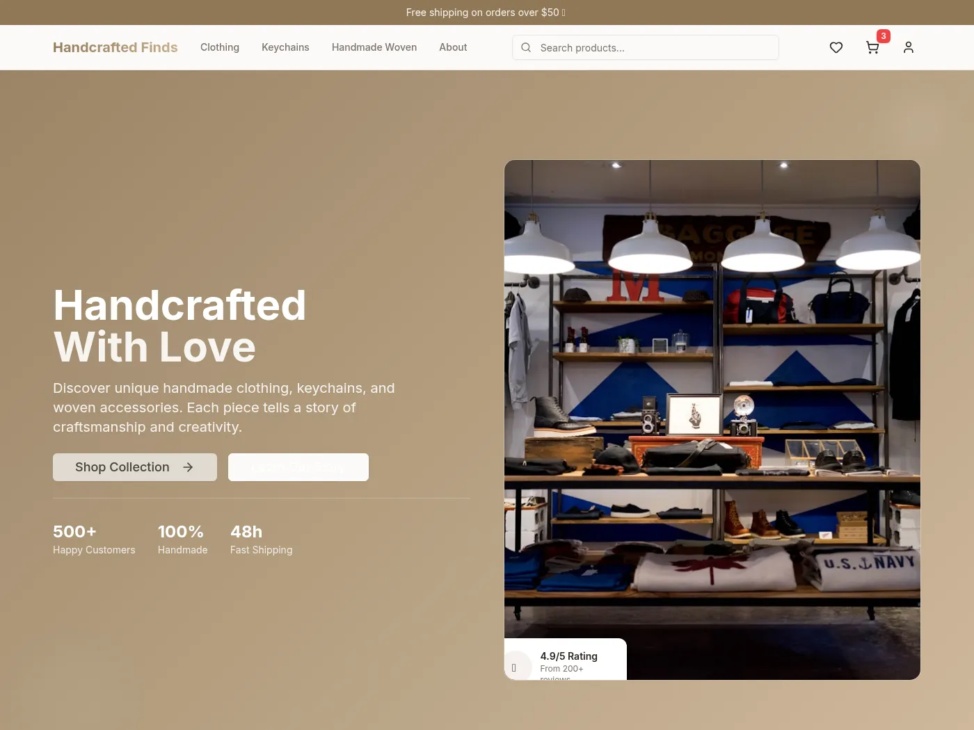 Handcrafted Finds: Modern E-Commerce for Apparel & Accessories