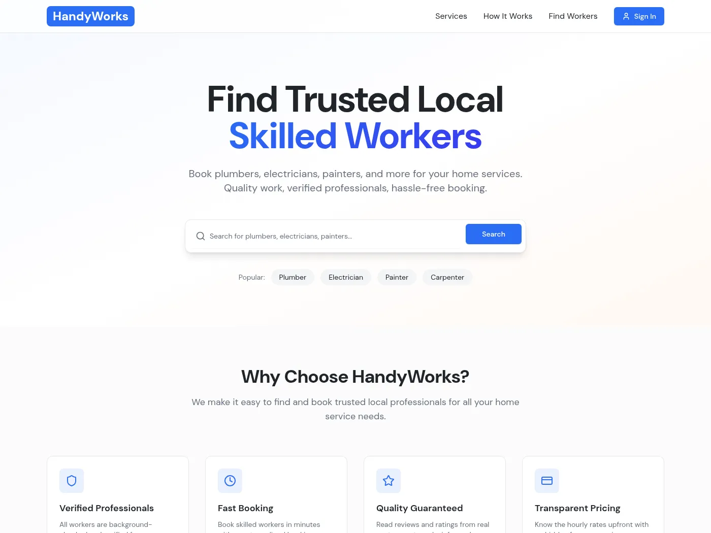 HandyWorks: Book Skilled Local Service Providers Easily