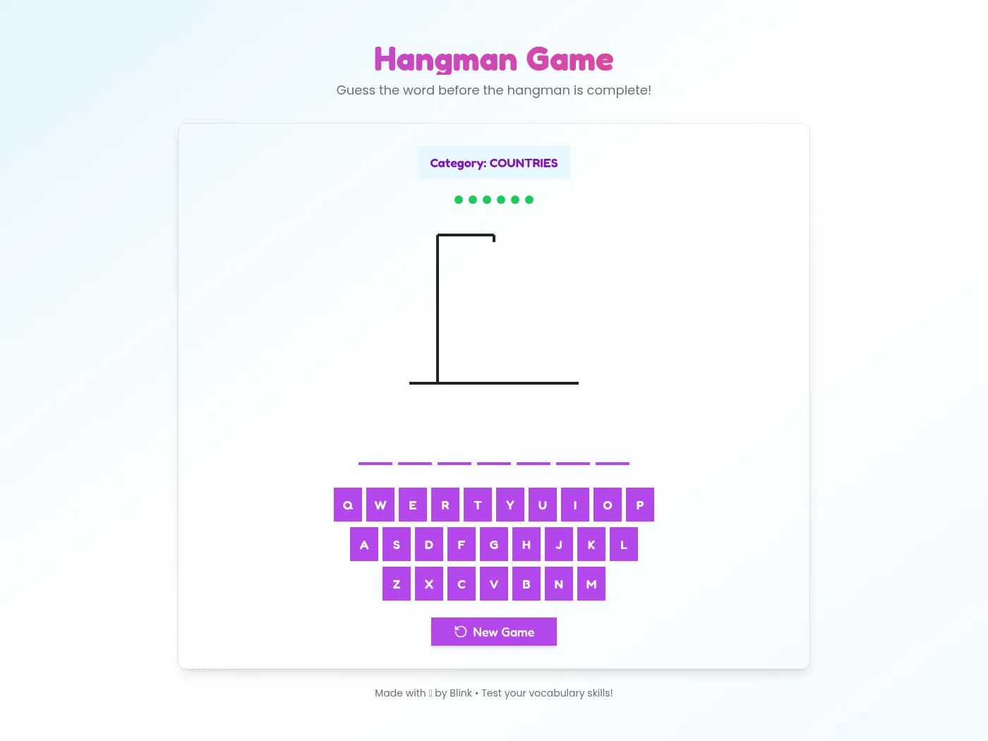 Interactive Hangman Word Game