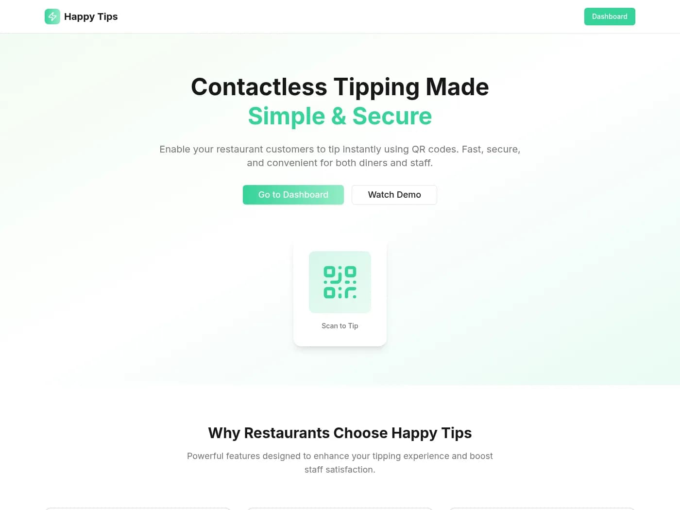 Happy Tips: QR Code Restaurant Tipping App