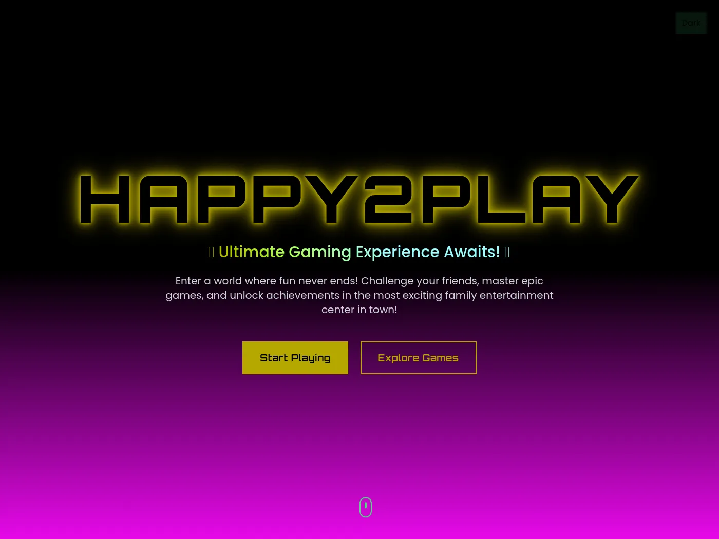 HAPPY2PLAY Futuristic Gaming-Themed Website