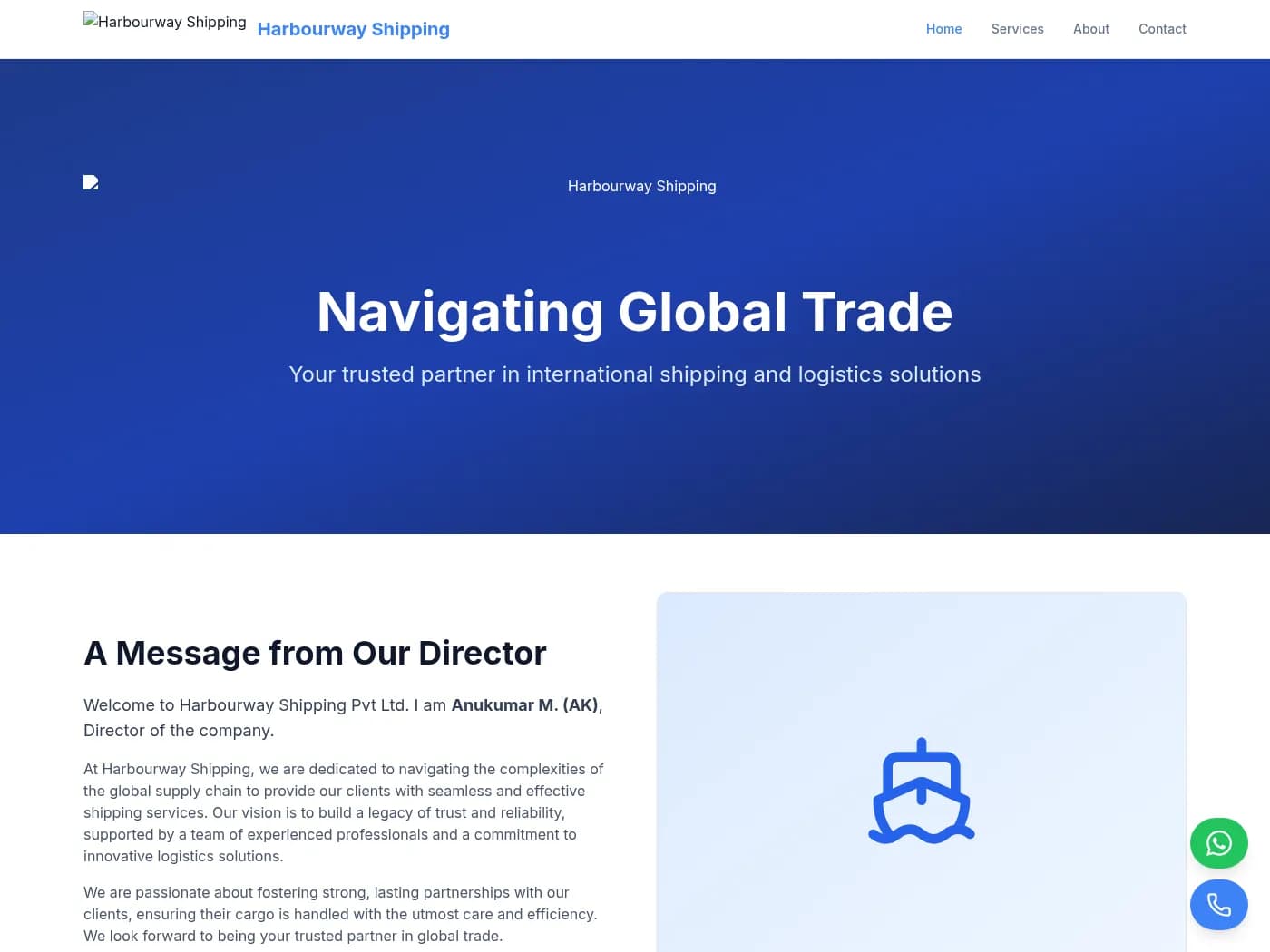 Harbourway Shipping Pvt. Ltd. Official Website & Admin Panel