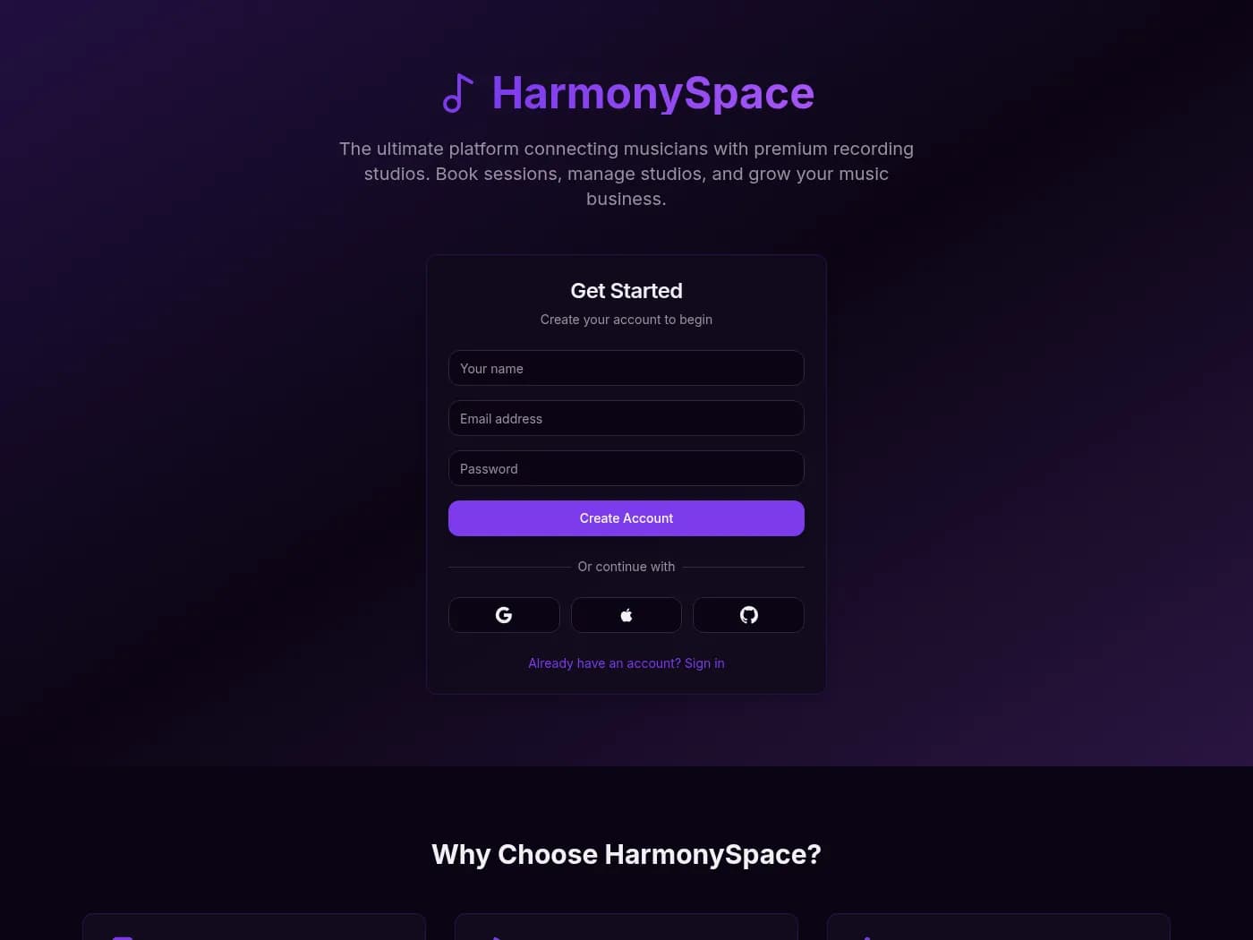HarmonySpace: Full-Stack SaaS Booking Platform for Musicians & Studio Owners