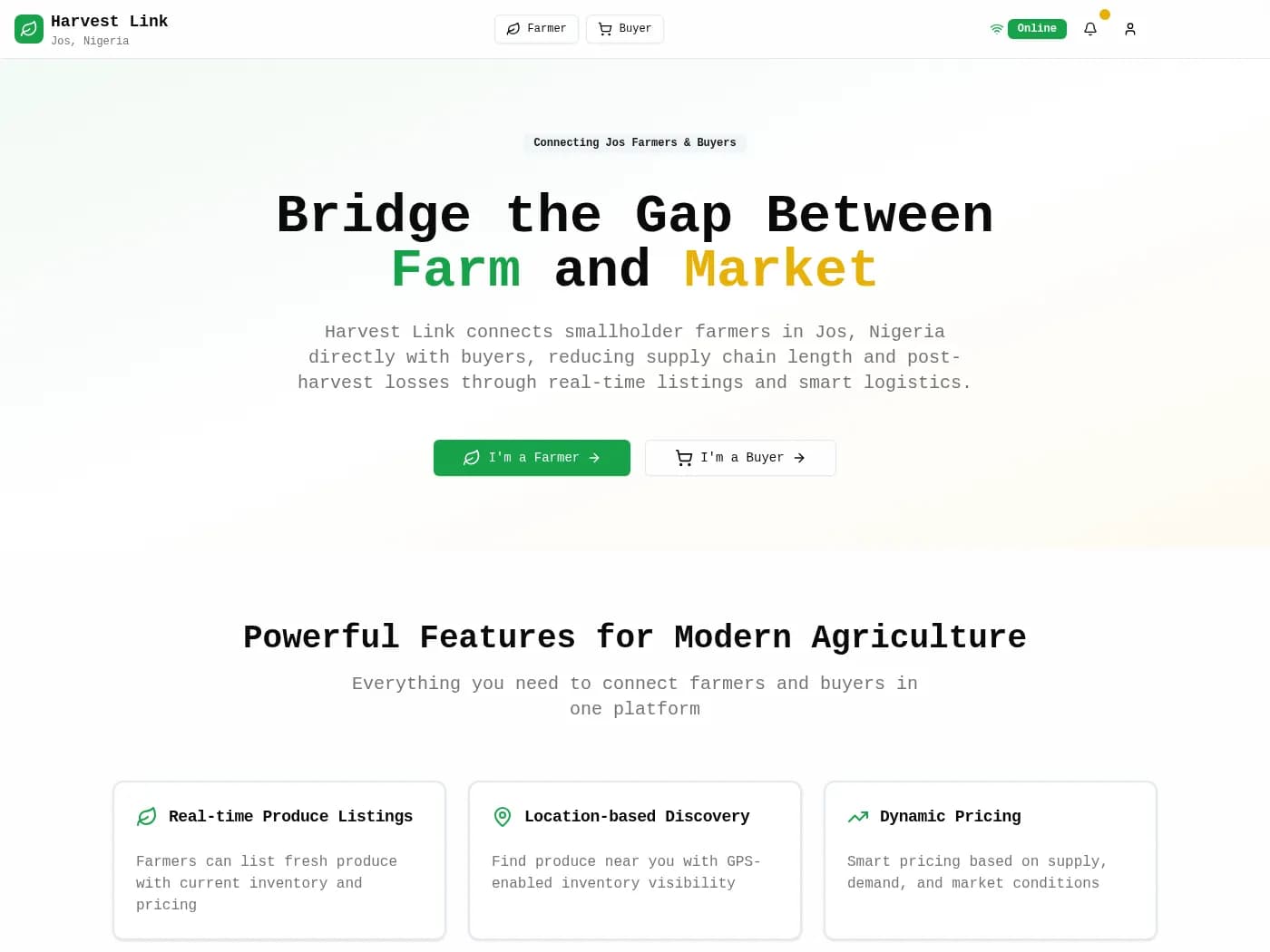 Harvest Link: Farmer-to-Market Platform for Jos, Nigeria