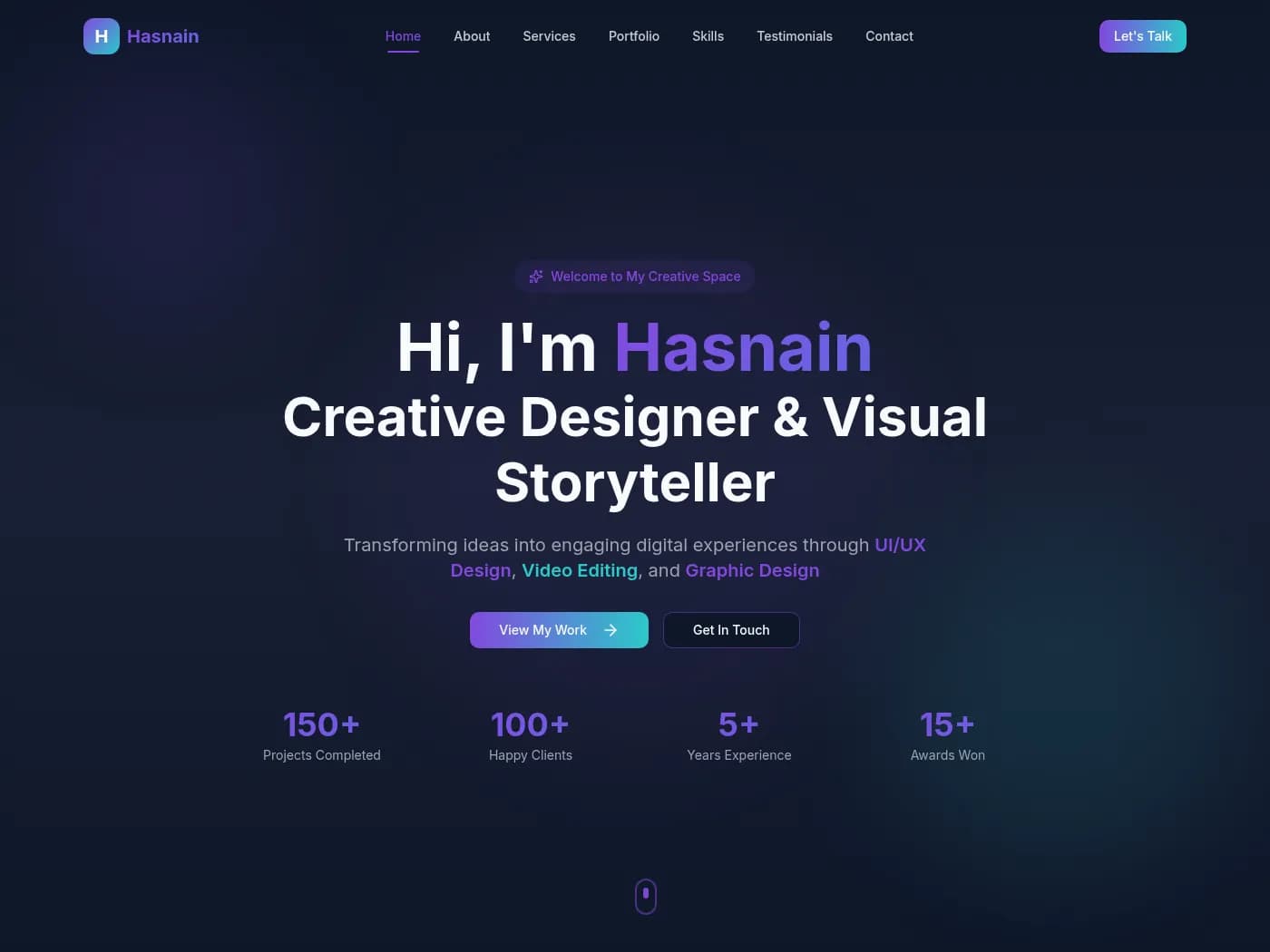 Hasnain Portfolio – Premium Multi-Page Creative Portfolio Website