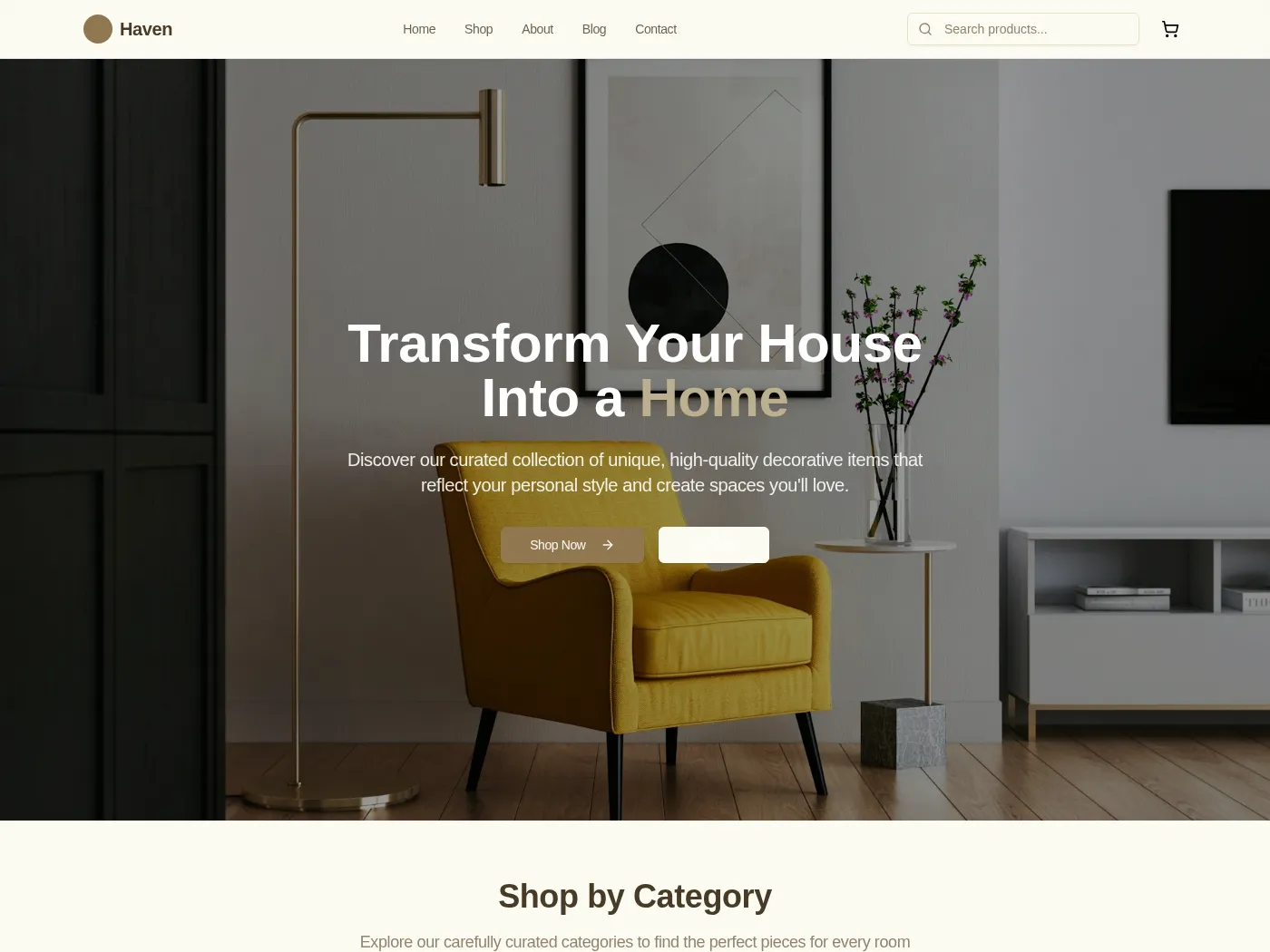 Haven Home Decor E-Commerce Website