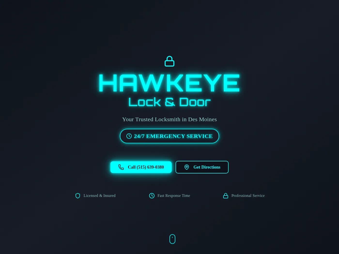 Hawkeye Lock & Door Neon Aqua Locksmith Website