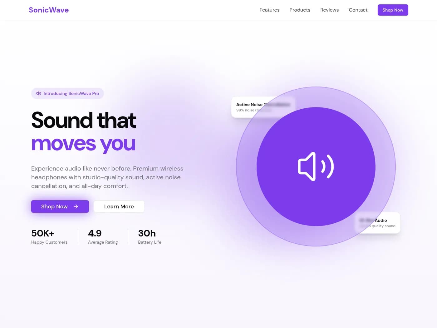 SonicWave Headphones Landing Page